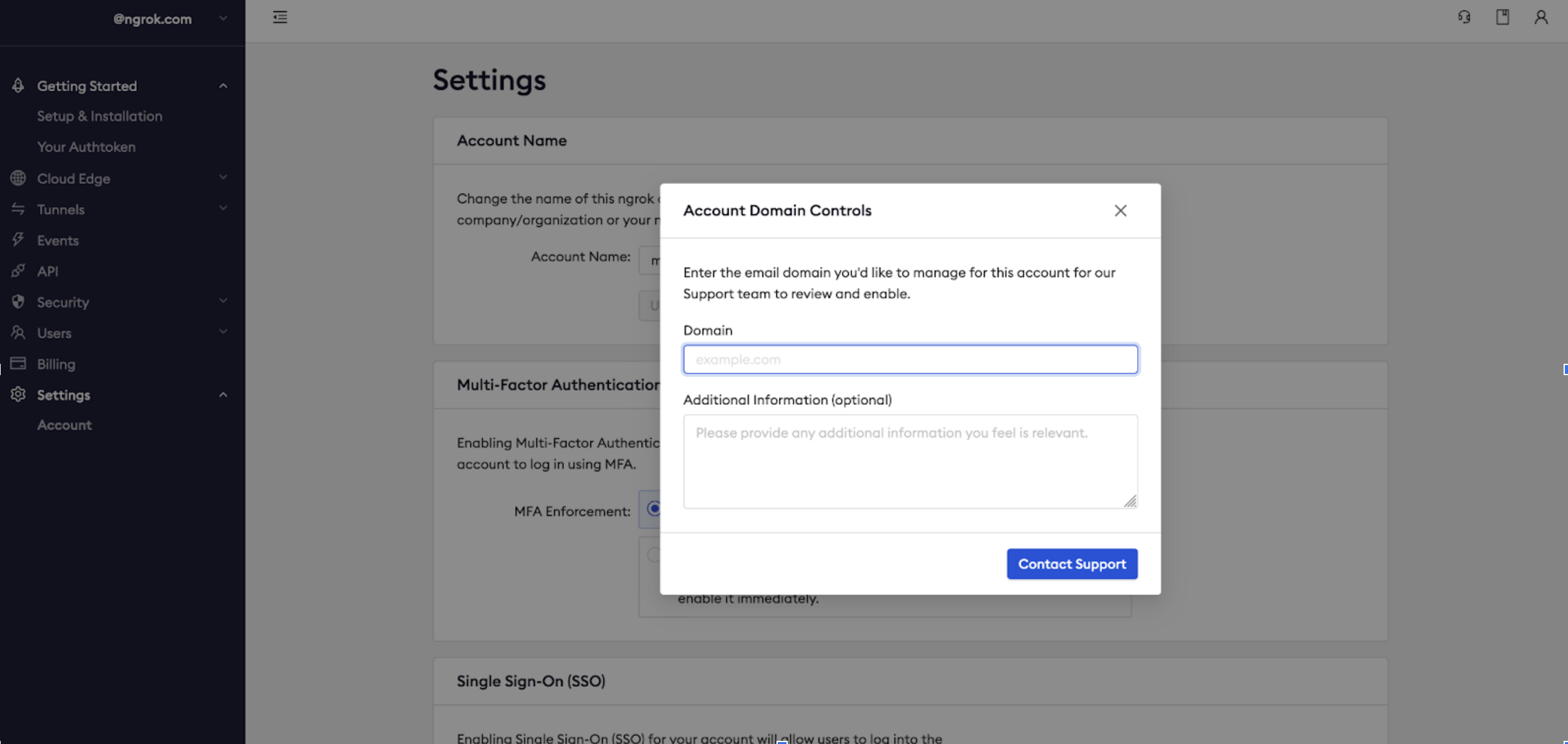 ngrok blog: Bolster control and governance with ngrok Account Domain Controls